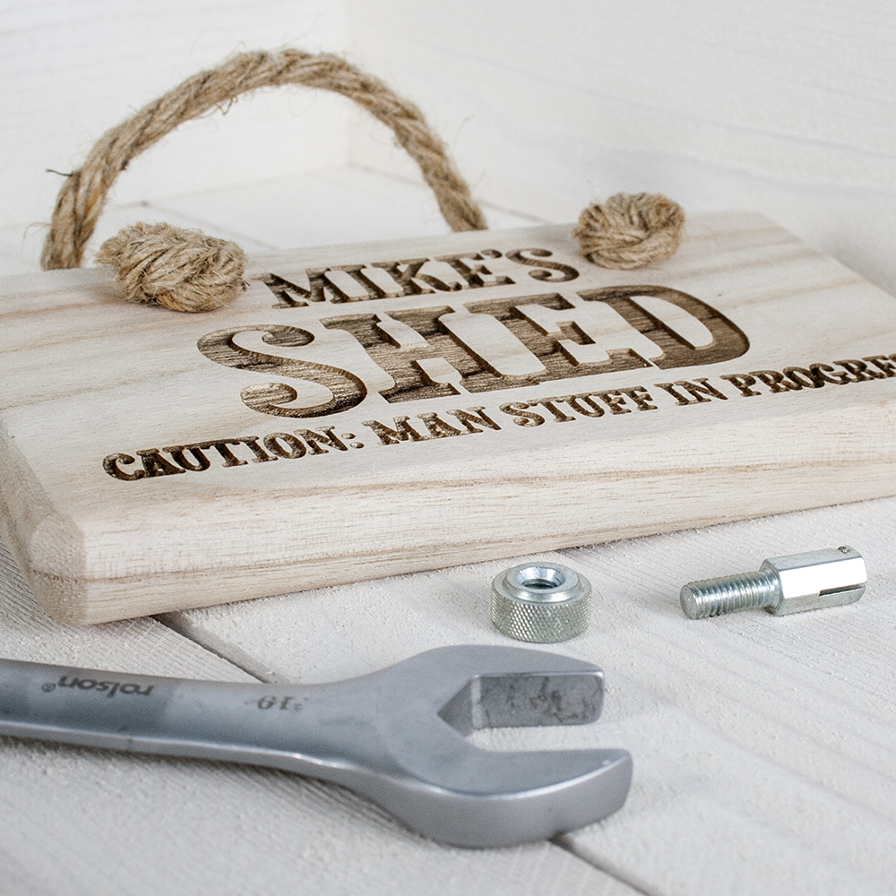 CAUTION: MAN STUFF Personalised Wooden Sign - Gift Factory