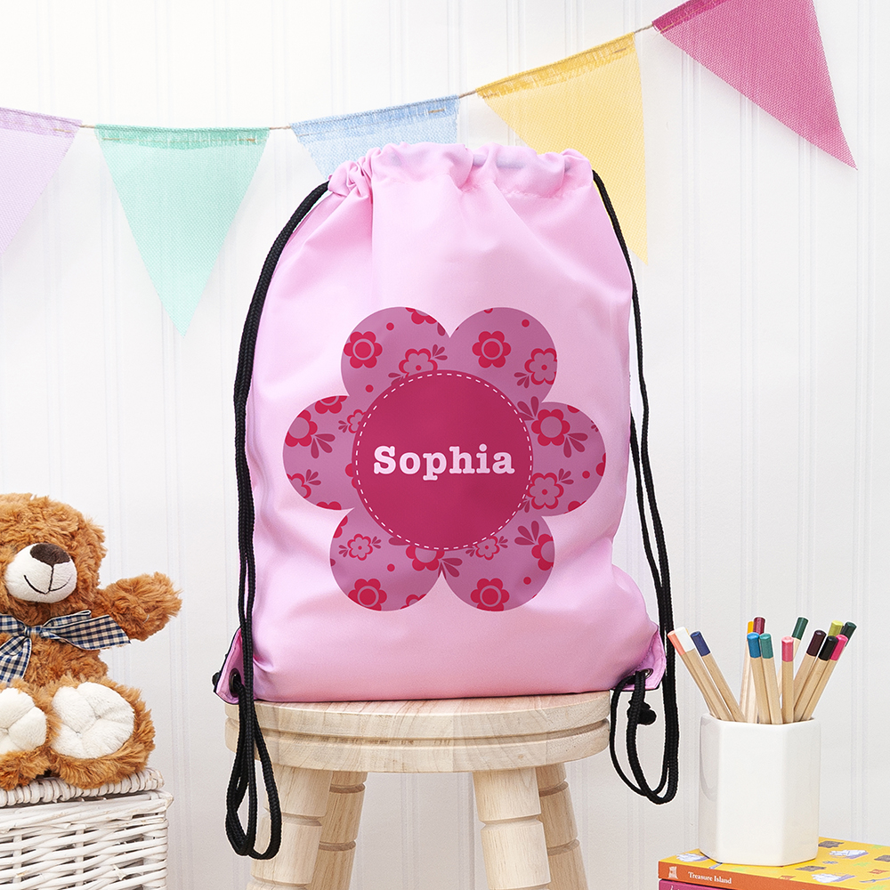 Personalised Classic Pink Flower Waterproof Swim Bag - Gift Factory