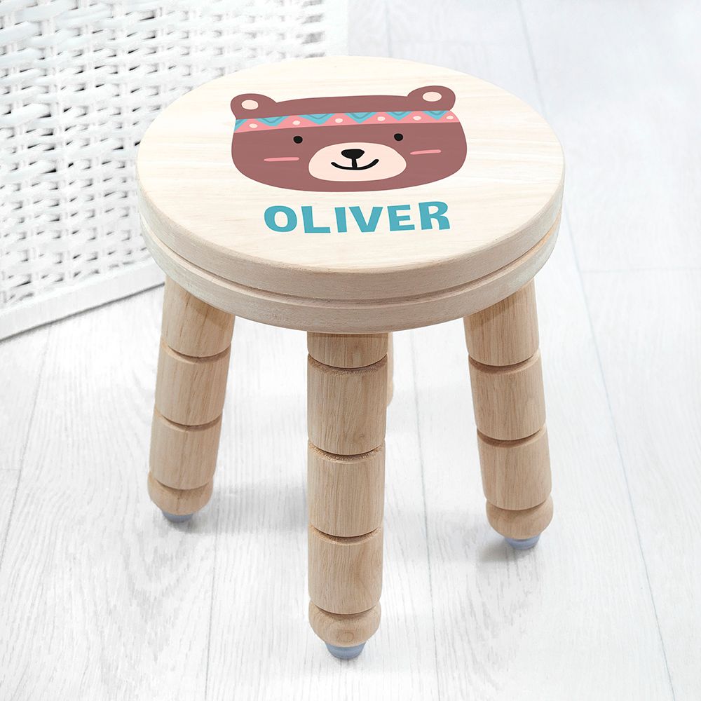 Personalised Cute Bear Kids Stool - Gift Factory