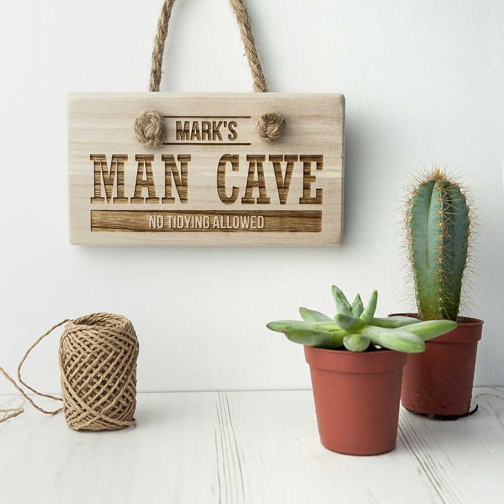 Personalised MAN CAVE Wooden Sign - Gift Factory