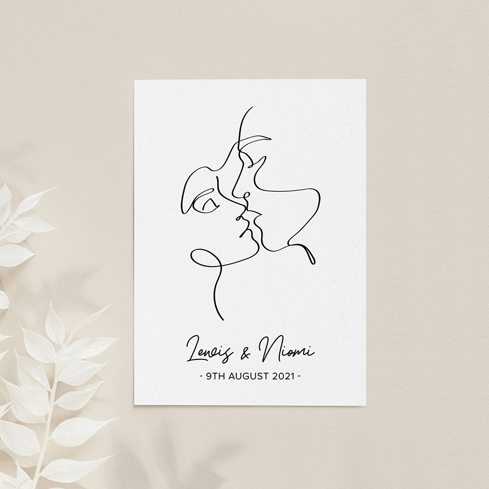 Personalised Romantic Line Art Loving Couple Print - Gift Factory
