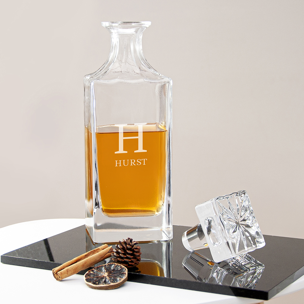 Personalised Timeless Monogram Square Decanter - Gift Factory