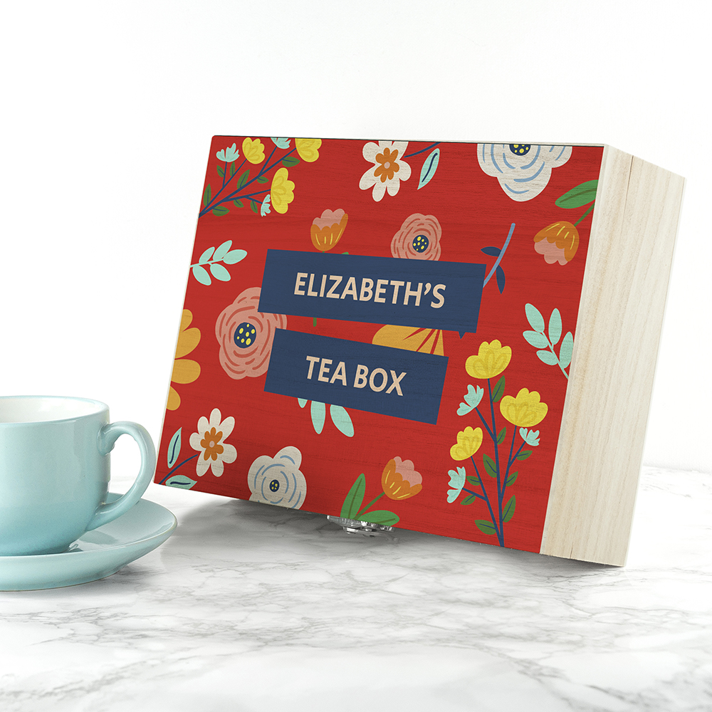 Personalised Vibrant Floral Tea Box - Gift Factory