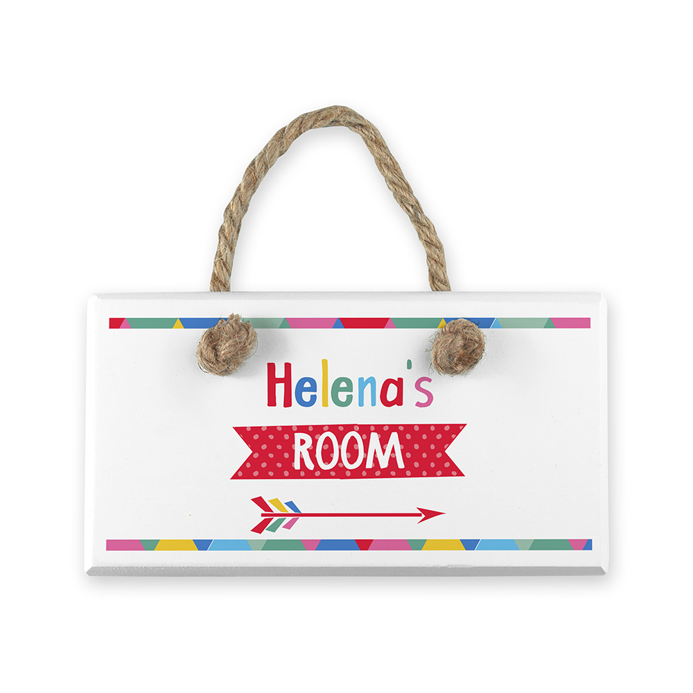 Personalised Kid's Colourful White Door Sign - Gift Factory